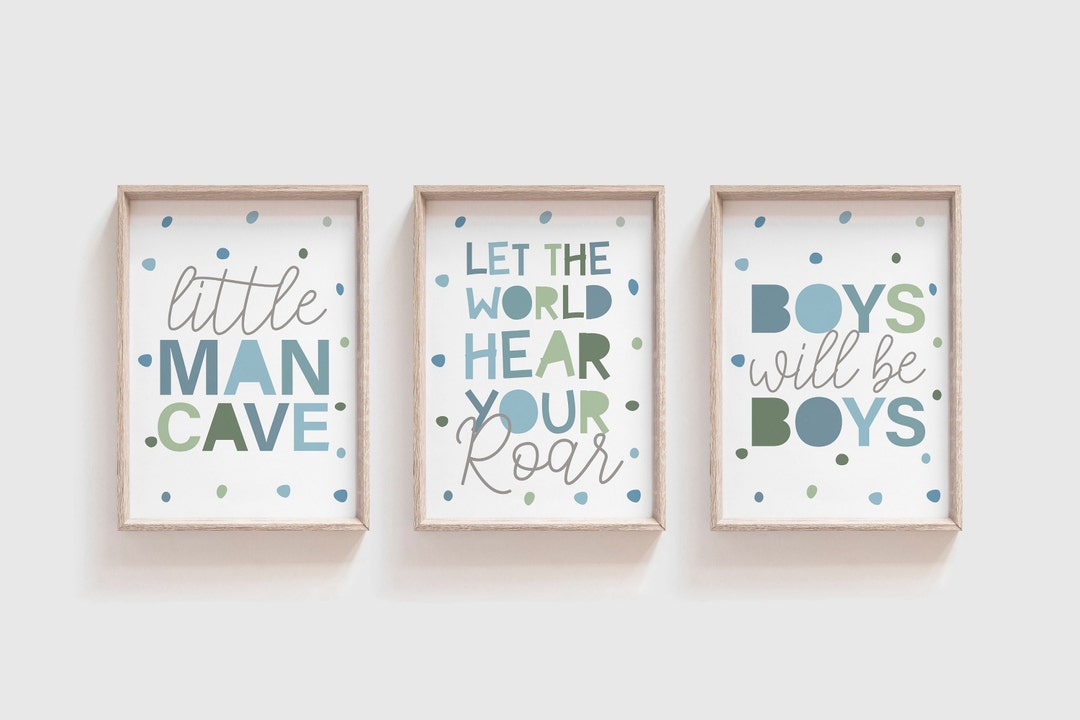 3 Boys Nursery Prints, Little Man Cave, Boys Will Be Boys, Let the ...