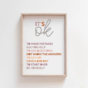 It's Okay to Not Be Okay Poster, Rainbow Wall Art, Classroom Decor ...