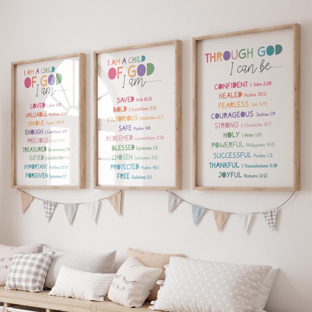 Christian Wall Art, Set of 3, Child of God, Affirmation Prints ...