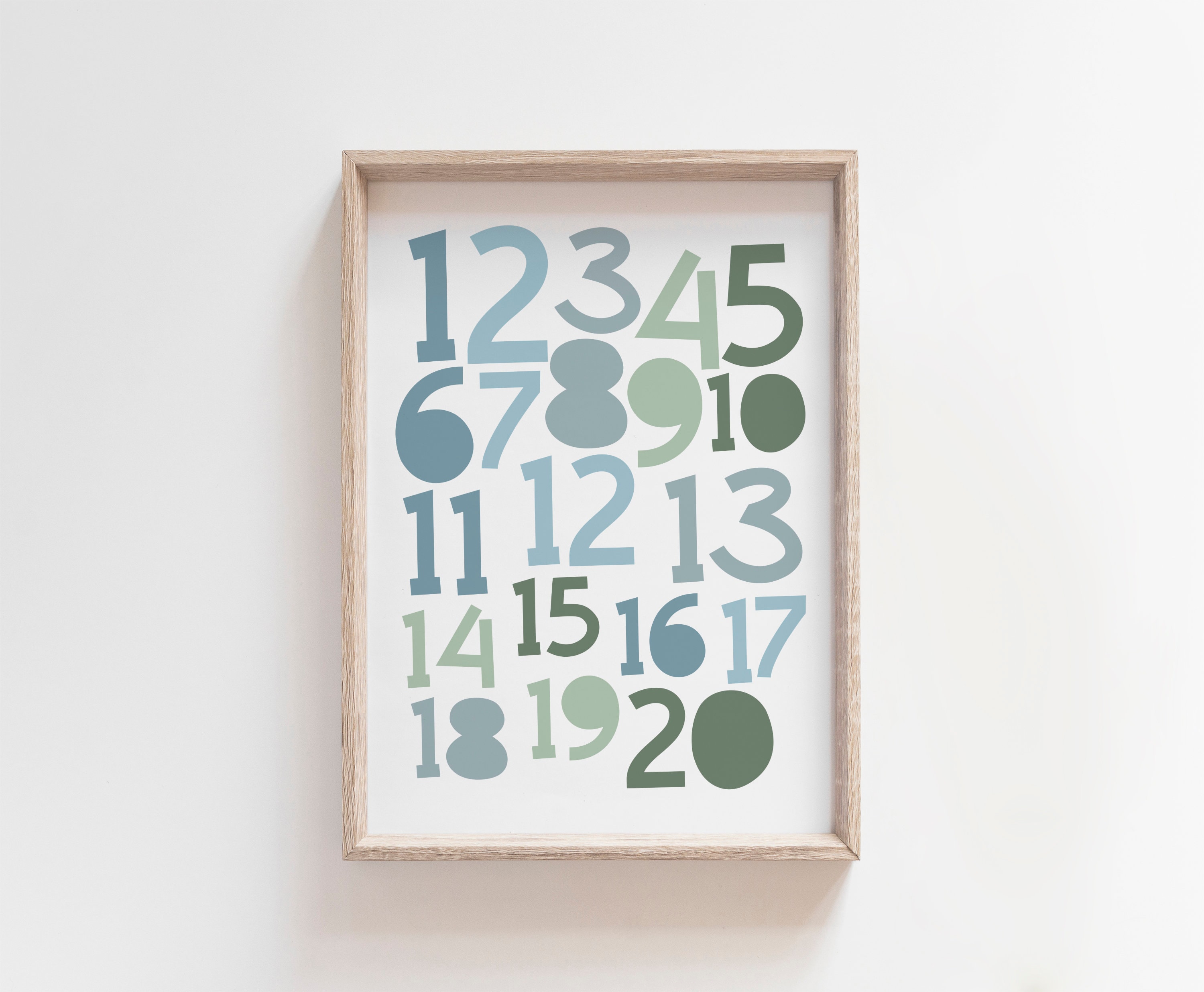 Set of 2 Alphabet and Number Prints, Boys Blue and Green Playroom ...