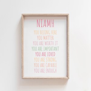 Girls Affirmation Print, Personalised Bedroom Prints, Positive ...