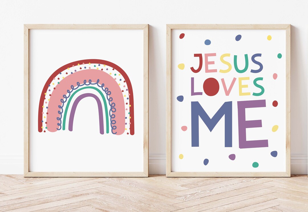 Jesus Loves Me Print, Christian Wall Art, Girls Christian Nursery Print ...