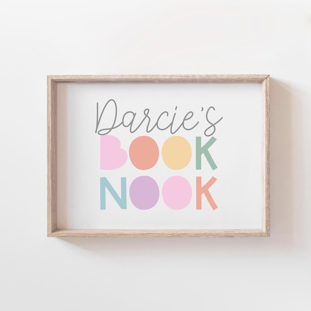 Personalised Book Nook Print, Reading Corner Print, Girls Nursery Print ...