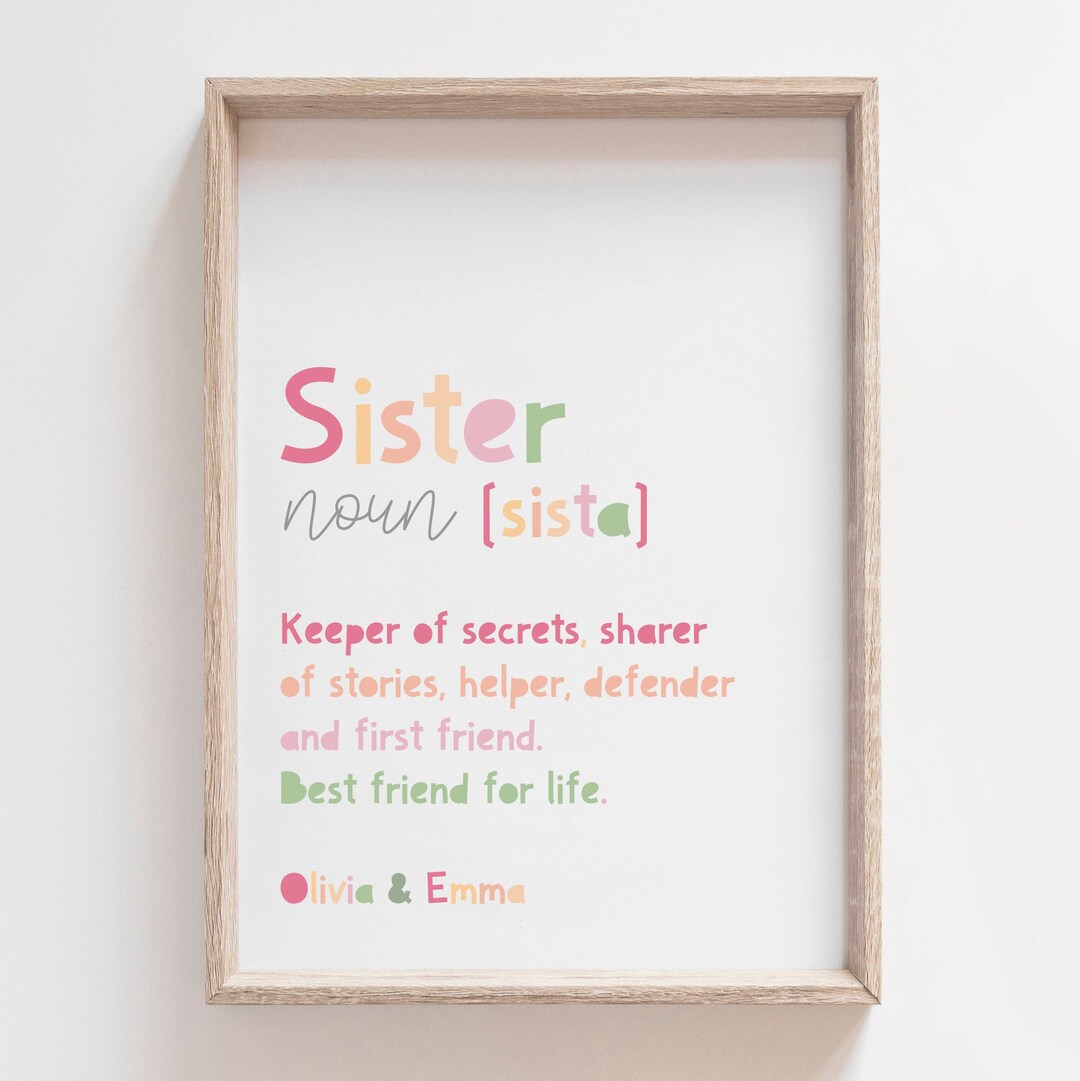Sister Definition Print, Big Sis Lil Sis, Girls Bedroom Decor, Girls ...