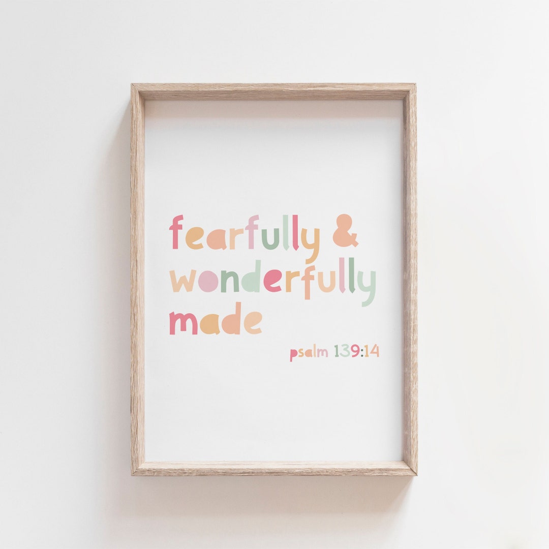 Fearfully and Wonderfully Made Print, Christian Wall Art, Girls Nursery ...