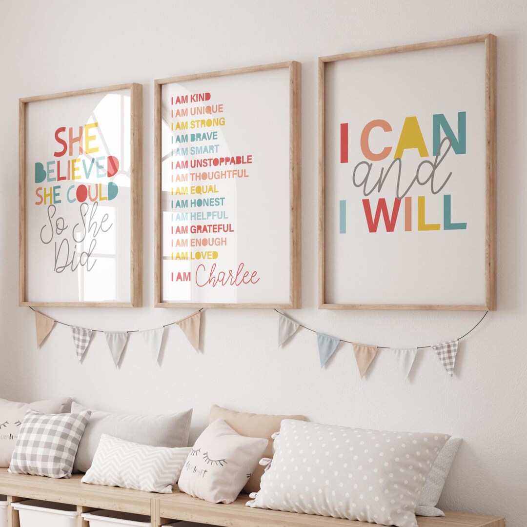 Affirmation Prints Set, Girls Bedroom Decor, Inspirational Wall Art ...