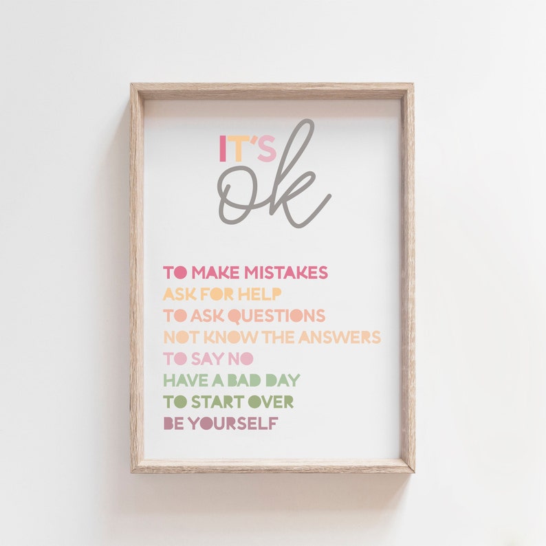It's Okay to Not Be Okay Poster, Rainbow Wall Art, Classroom Decor ...