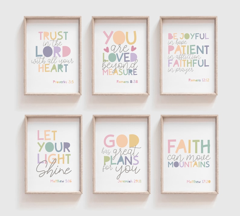 Set of 6 Bible Verse Prints Christian Wall Art Nursery - Etsy