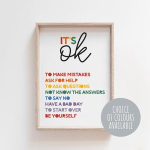 It's Okay to Not Be Okay Poster, Rainbow Wall Art, Classroom Decor ...
