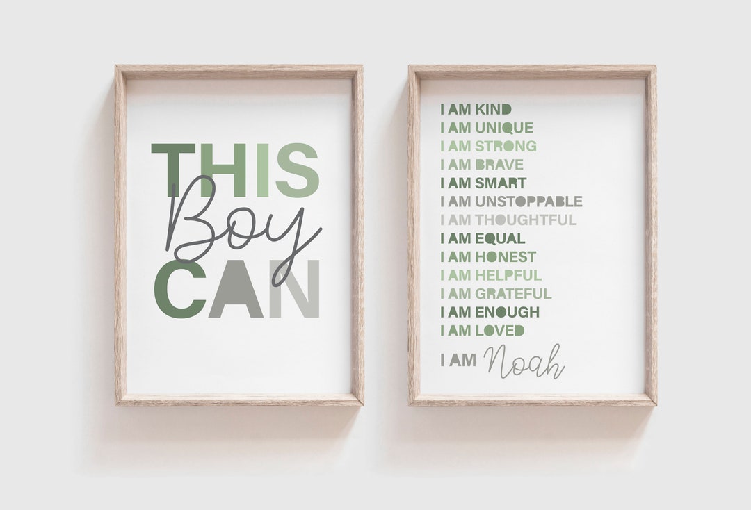 Set of 2 I Am Print, Positive Affirmations, This Boy Can, Boys Nursery ...