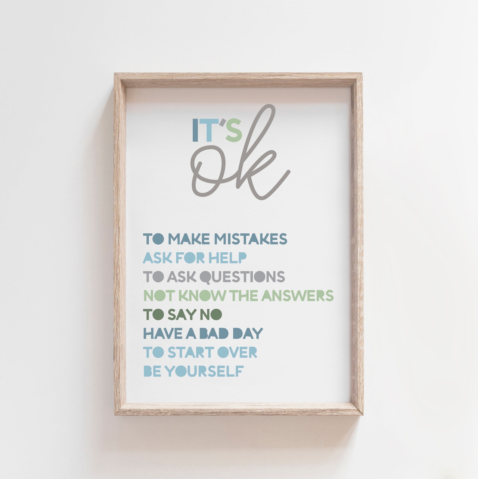 It's Okay to Not Be Okay Poster, Rainbow Wall Art, Classroom Decor ...