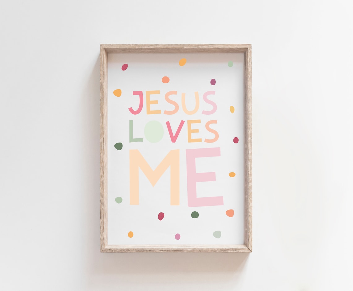 Jesus Loves Me Print Christian Wall Art Girls Christian - Etsy