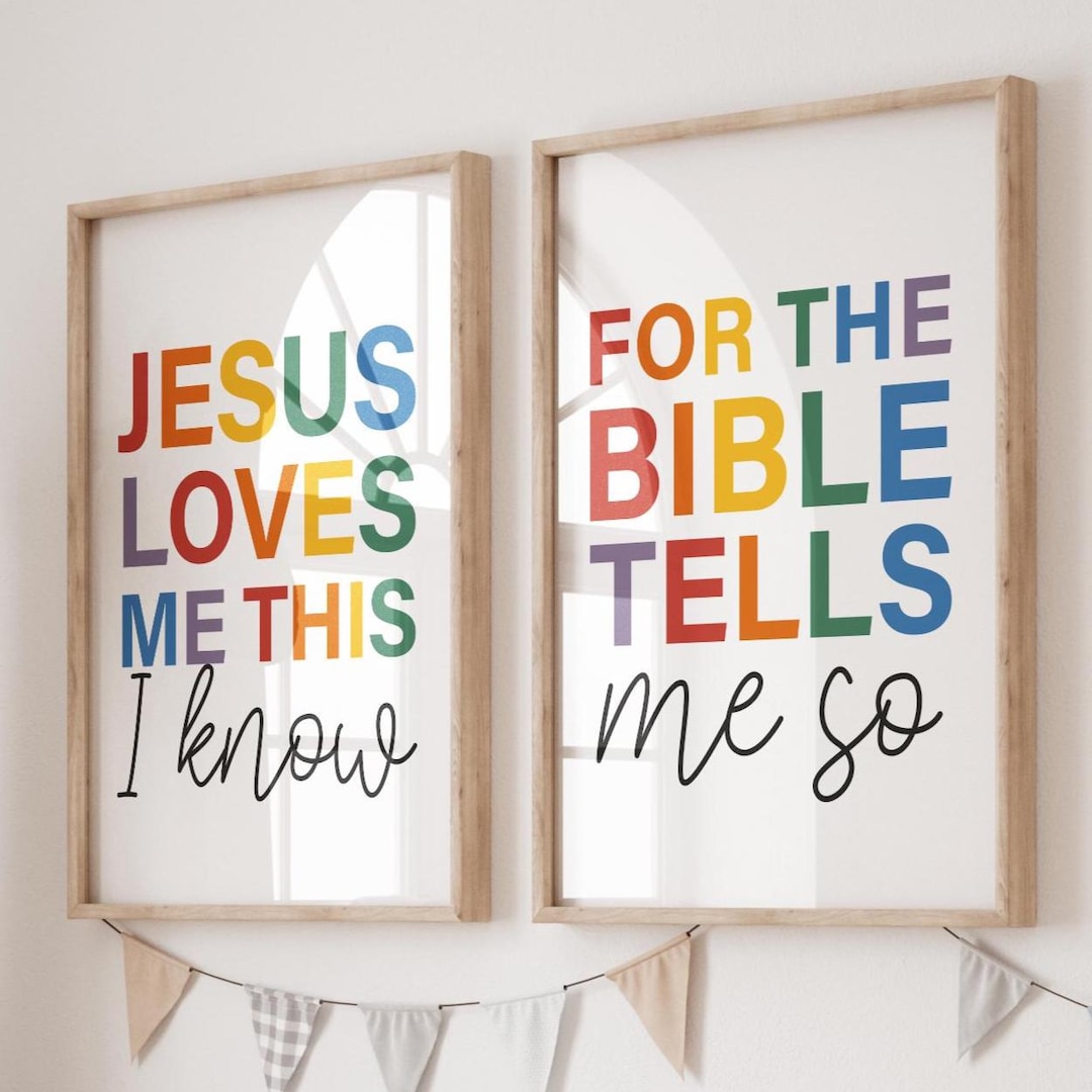 Jesus Loves Me Print, Kids Christian Wall Art, Christian Nursery Prints ...