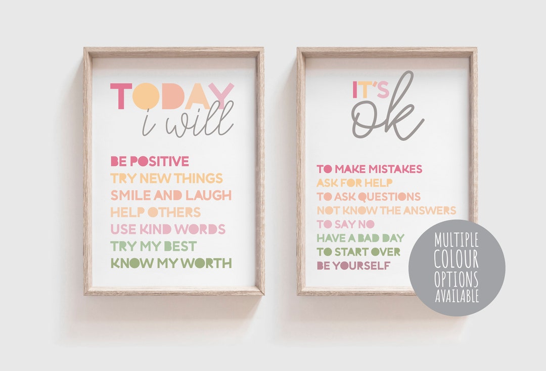 Positive Affirmations Wall Art for Kids, Educational Posters, Girls ...