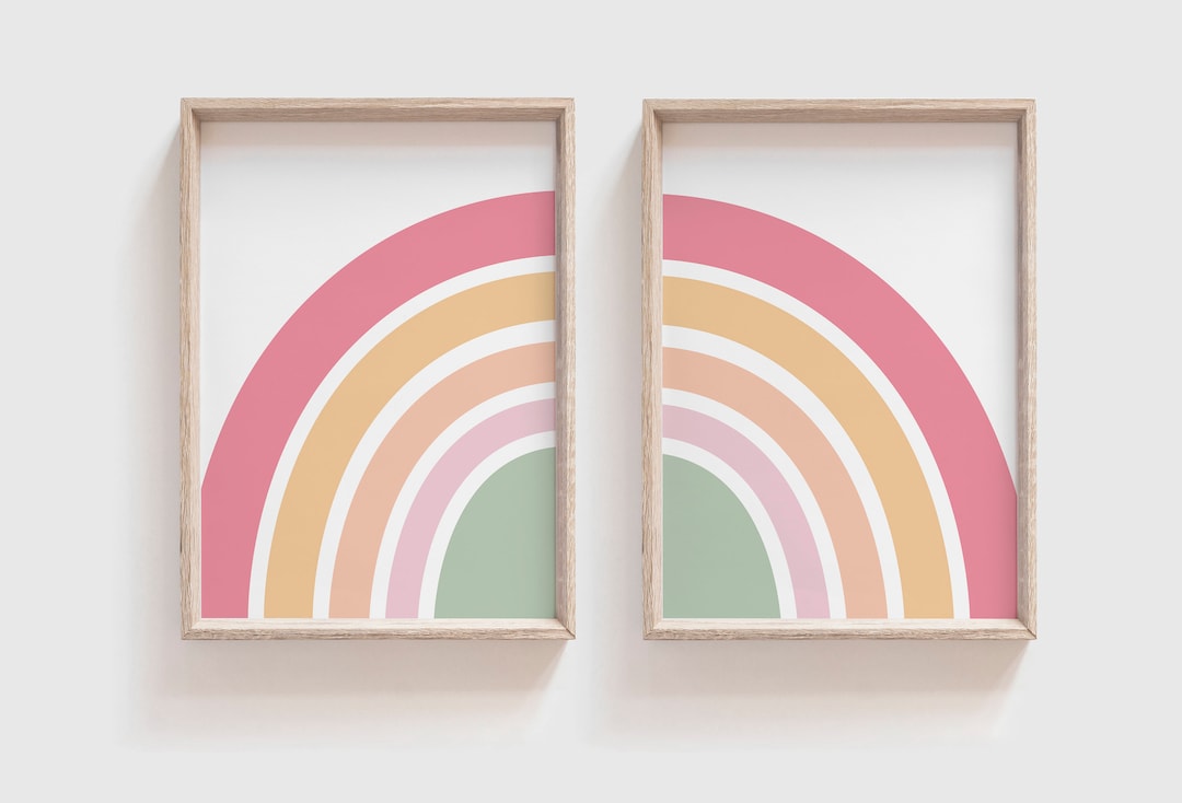 Pink Pastel Rainbow, Girls Nursery Prints. Nursery Decor, Girls Bedroom ...