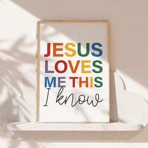 Jesus Loves Me Print, Kids Christian Wall Art, Christian Nursery Prints ...