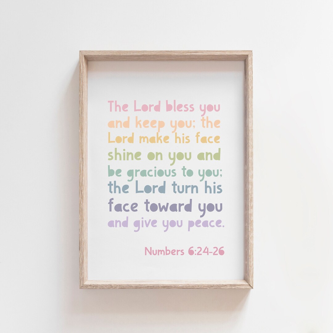 Numbers 6:24-26, Kids Christian Wall Art Print, Kids Bible Verse Prints ...
