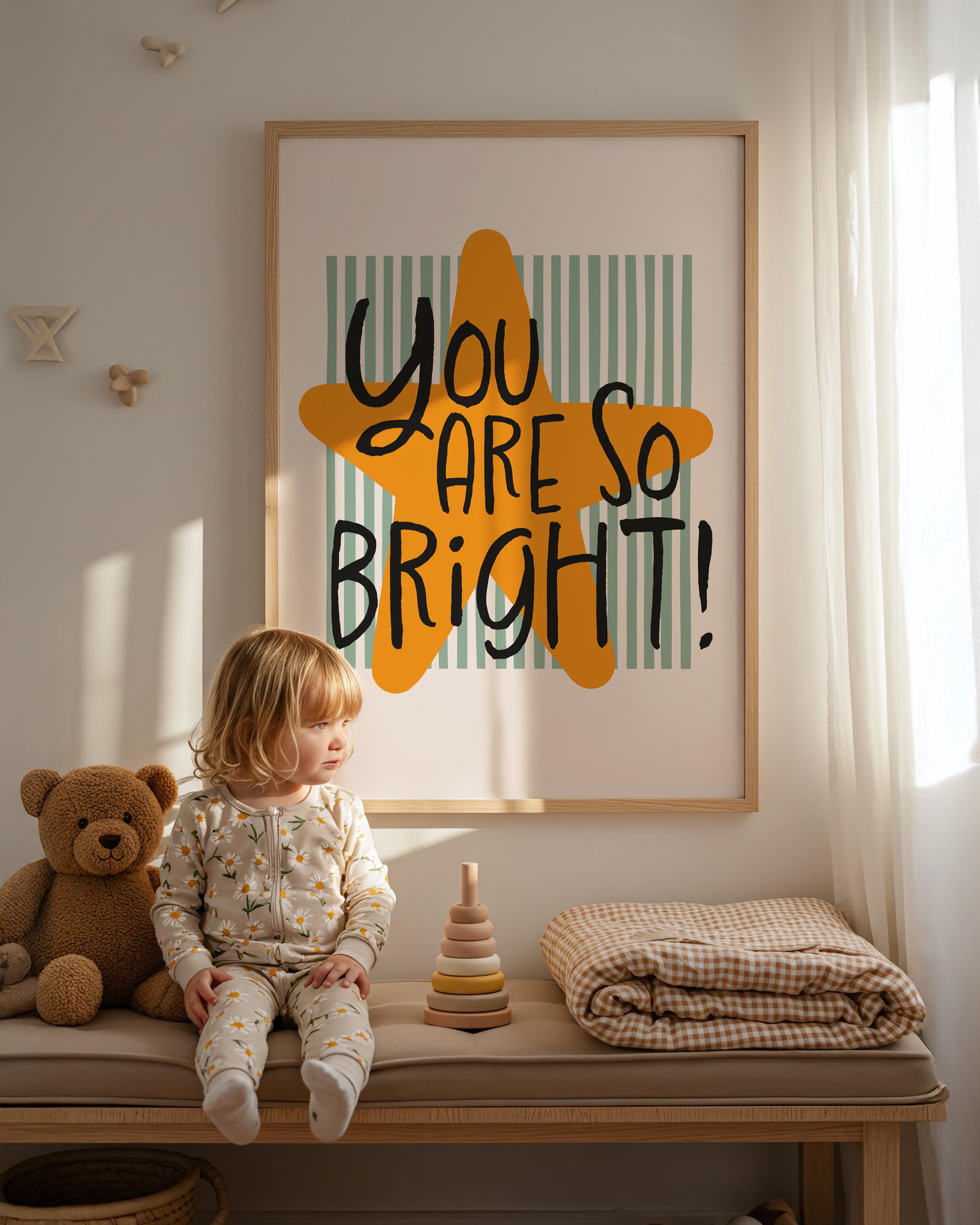 You Shine so Bright Print, Star Nursery Print, Toddler Bedroom, Nursery ...