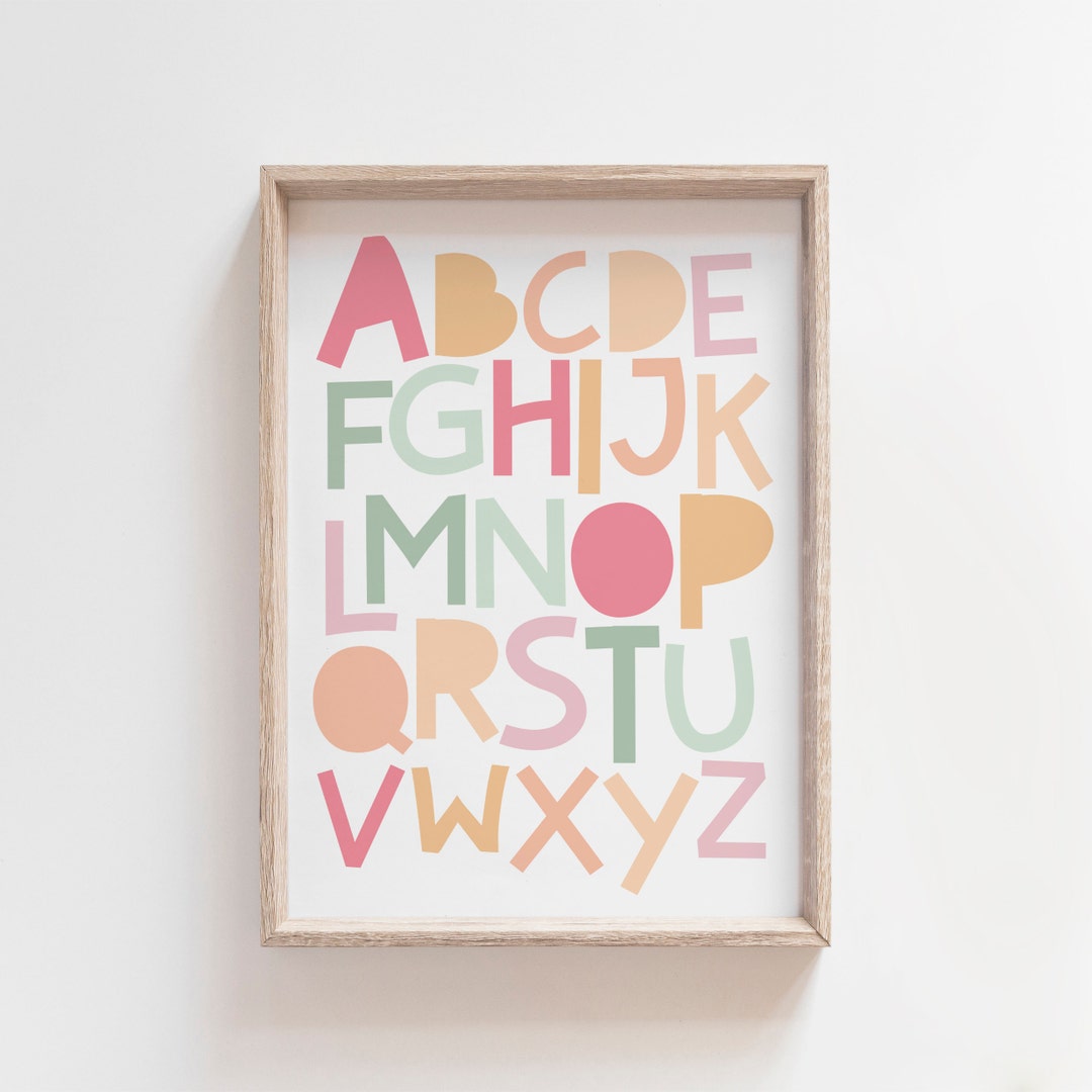 Pastel Alphabet Print, Girls Pastel Nursery Prints, ABC Print, Playroom ...