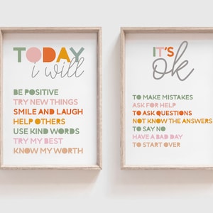 Positive Affirmations Wall Art for Kids, Educational Posters, Girls ...