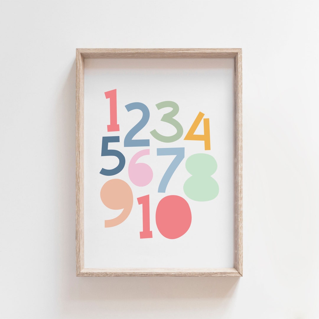 Numbers Print, Girls Nursery Prints, Playroom Prints, Playroom Wall Art ...