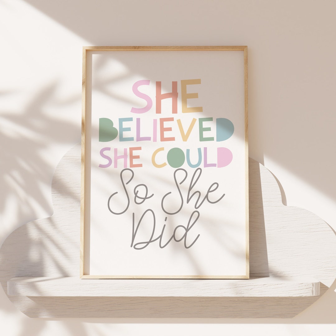 She Believed She Could so She Did Print, Girls Affirmation Print ...