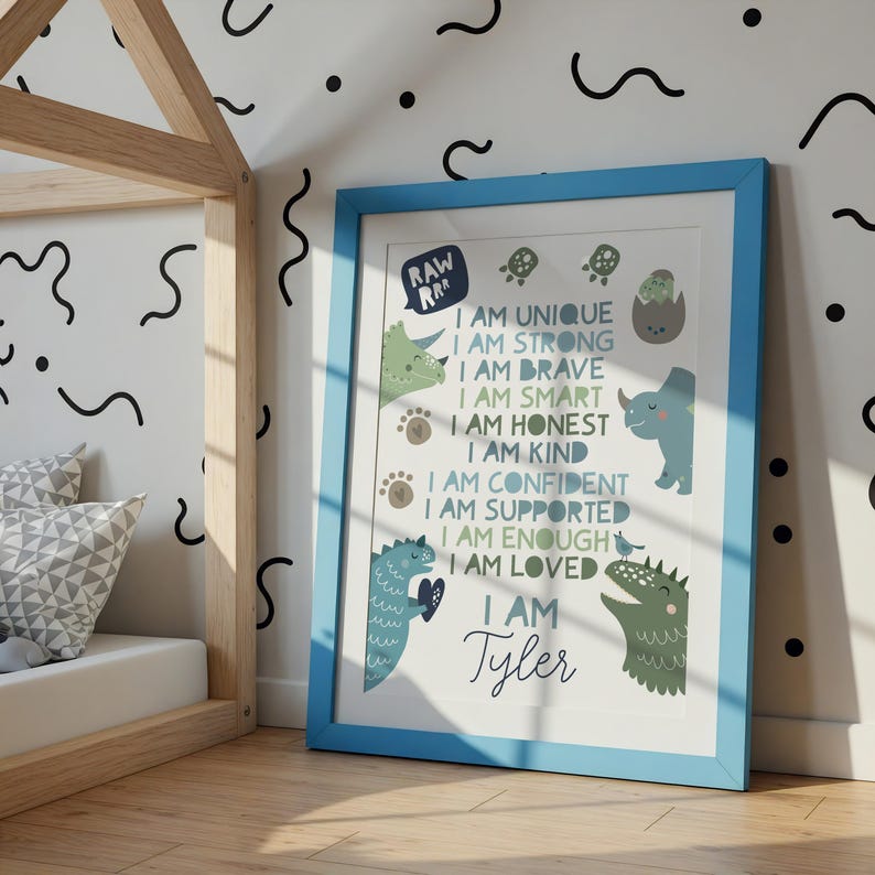 Positive Affirmation Print, Dinosaur Nursery Print, Boys Bedroom Decor ...