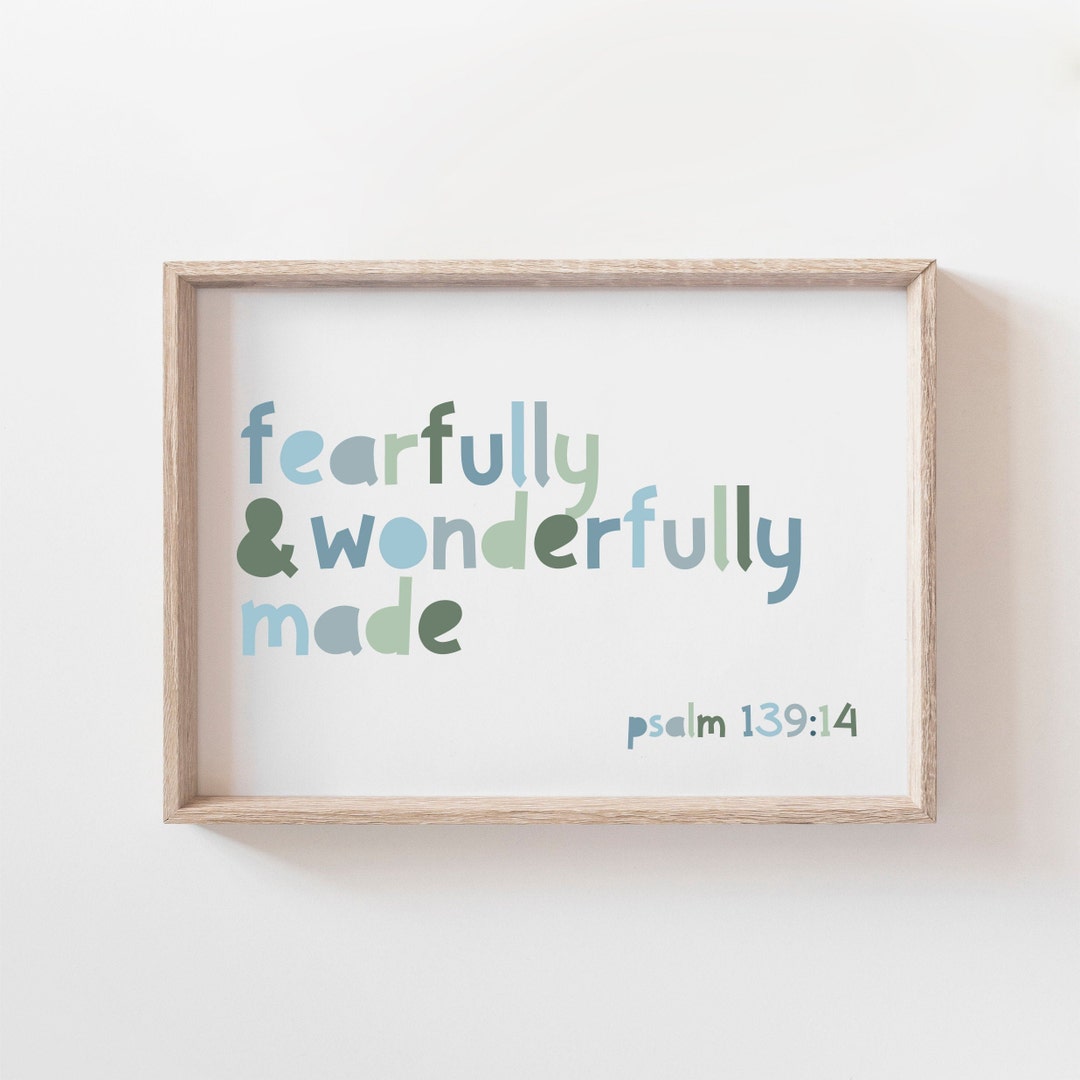 Fearfully and Wonderfully Made Print, Christian Wall Art, Scripture ...