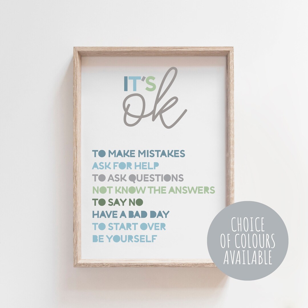 It's Okay to Not Be Okay Poster, Boys Bedroom Wall Art, Boys ...