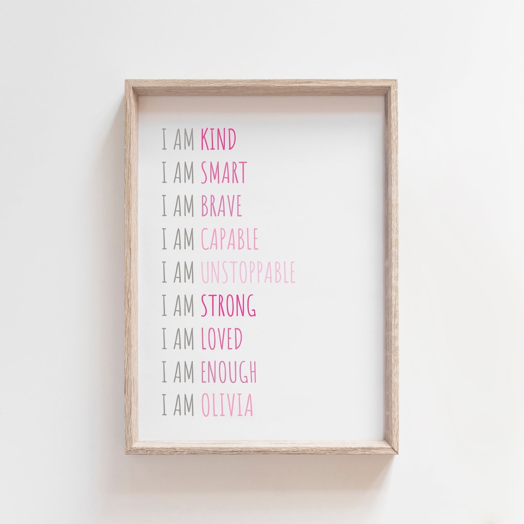 Girls Pink Affirmation Print, Positive Prints, Girls Bedroom Prints ...
