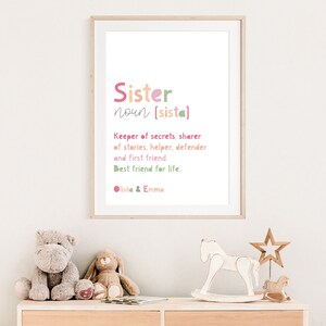 Sister Definition Print, Big Sis Lil Sis, Girls Bedroom Decor, Girls ...