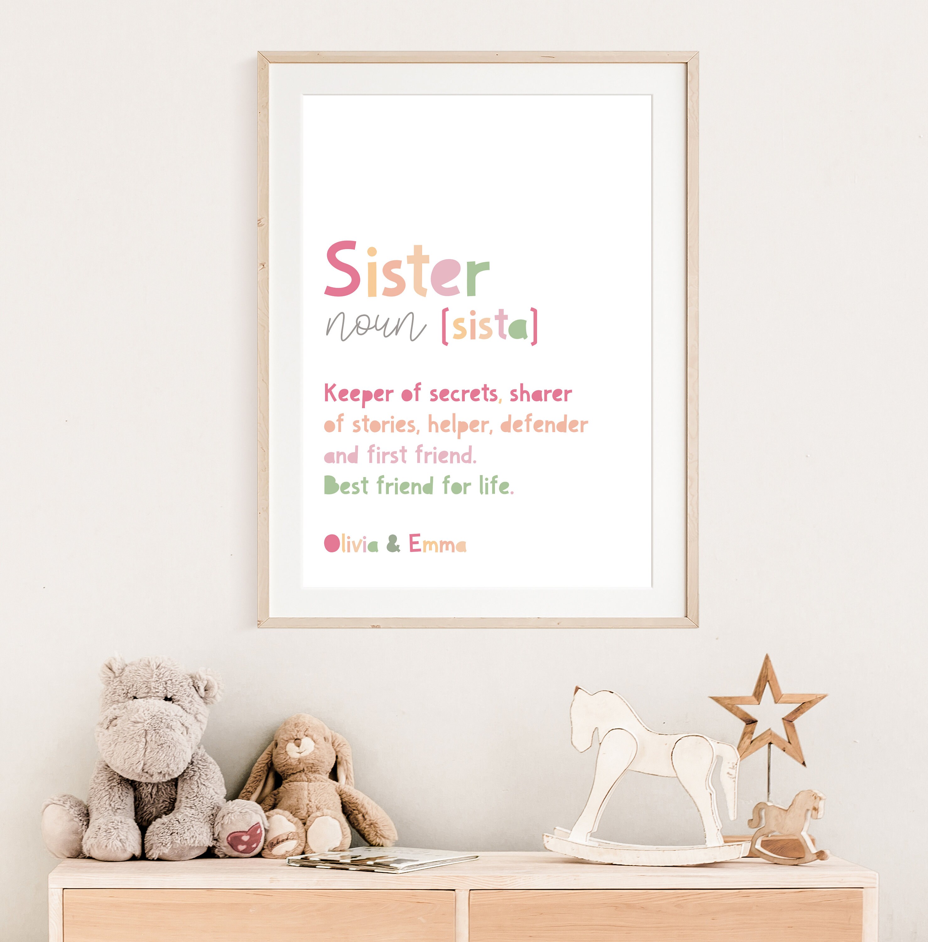 Sister Definition Print, Big Sis Lil Sis, Girls Bedroom Decor, Girls ...