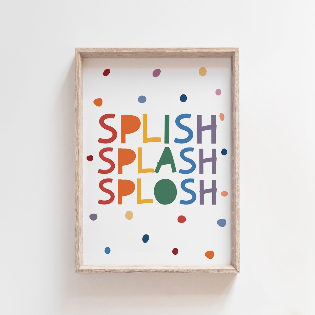 Splish Splash Splosh Print Kids Bathroom Decor, Kids Wall Art, Bathroom ...