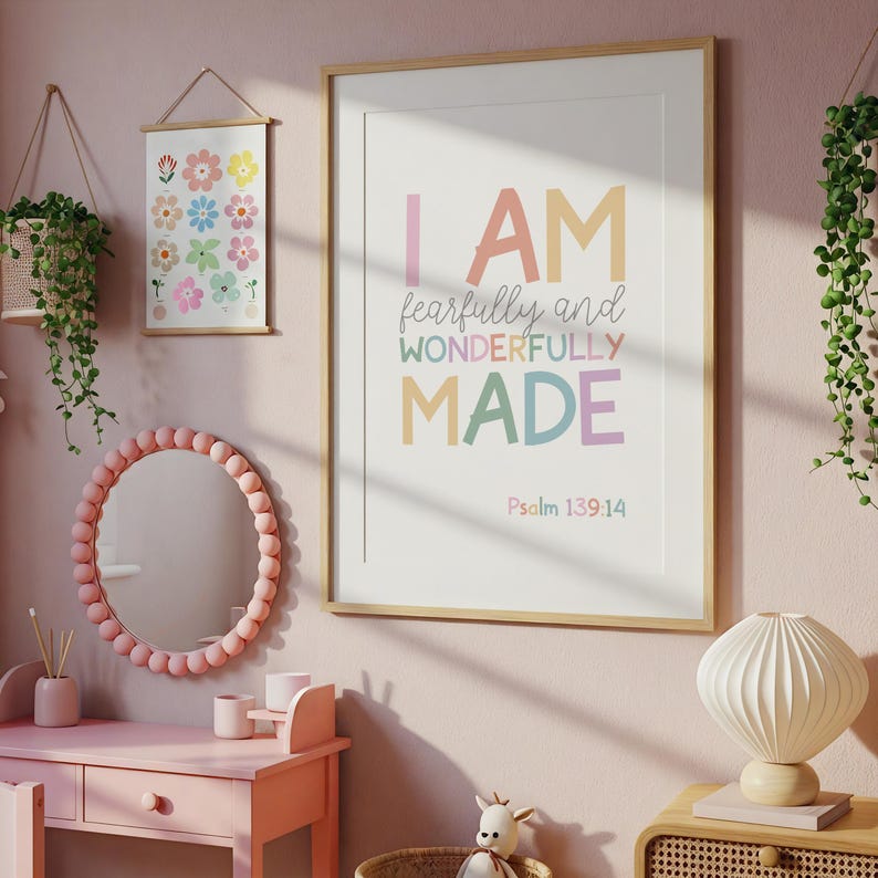 Set of 3 Bible Verse Prints, Christian Wall Art, Girls Nursery Prints ...