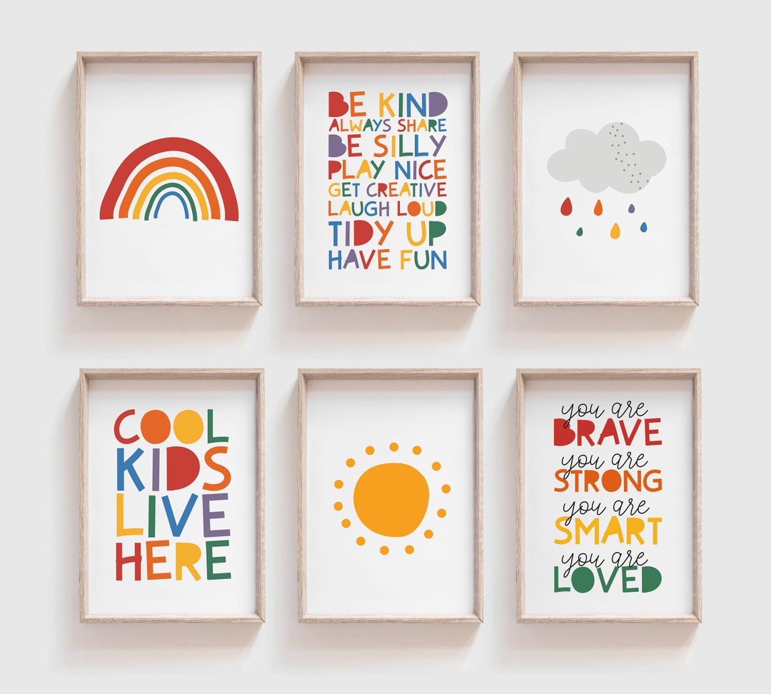 6 Prints, Rainbow Print, Rainbow Wall Art, Boys Bedroom Prints, Girls ...