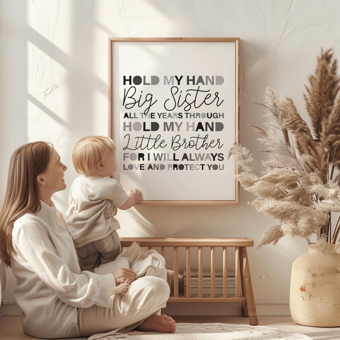 Brother and Sister Print, Black and White, Sibling Print, Big Sis Lil ...