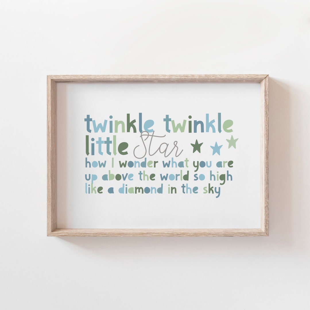 Twinkle Twinkle Little Star Print, Boys Nursery Prints, Muted Colours ...