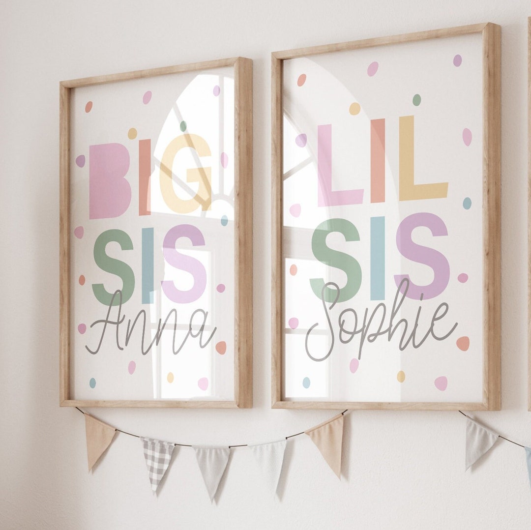 Big Sis Lil Sis Print Set, Girls Bedroom Decor, Girls Nursery Prints ...