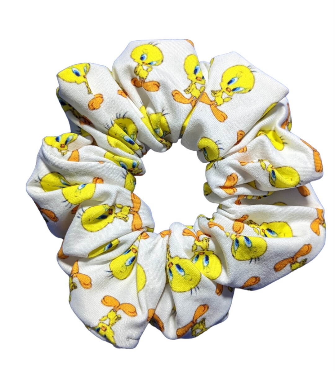Yellow Bird Cartoon Scrunchie Animal Hair Tie - Etsy