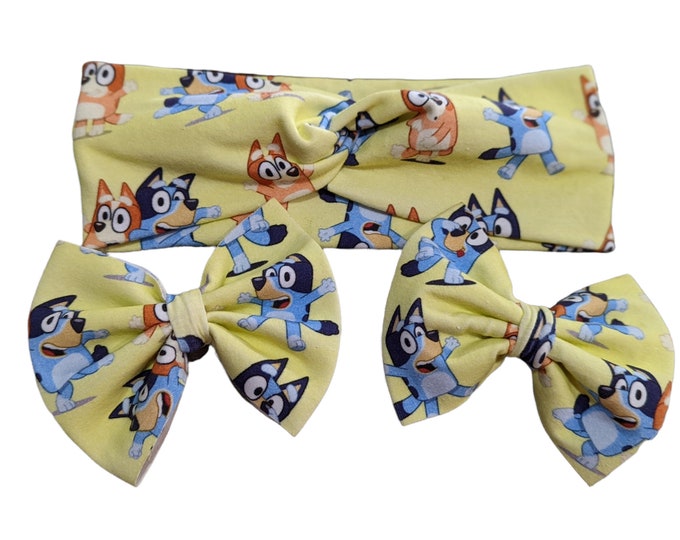 Bluey, Wide Headbands, Bows, Alligator Clips - Etsy