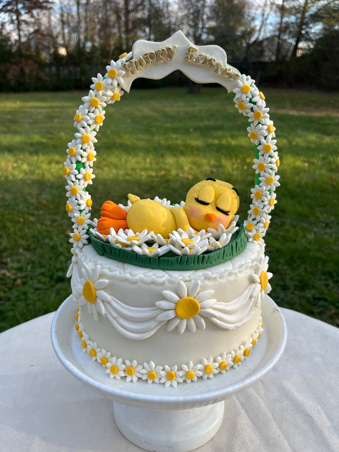 Edible Fondant Easter Basket Handle and Chick - Etsy
