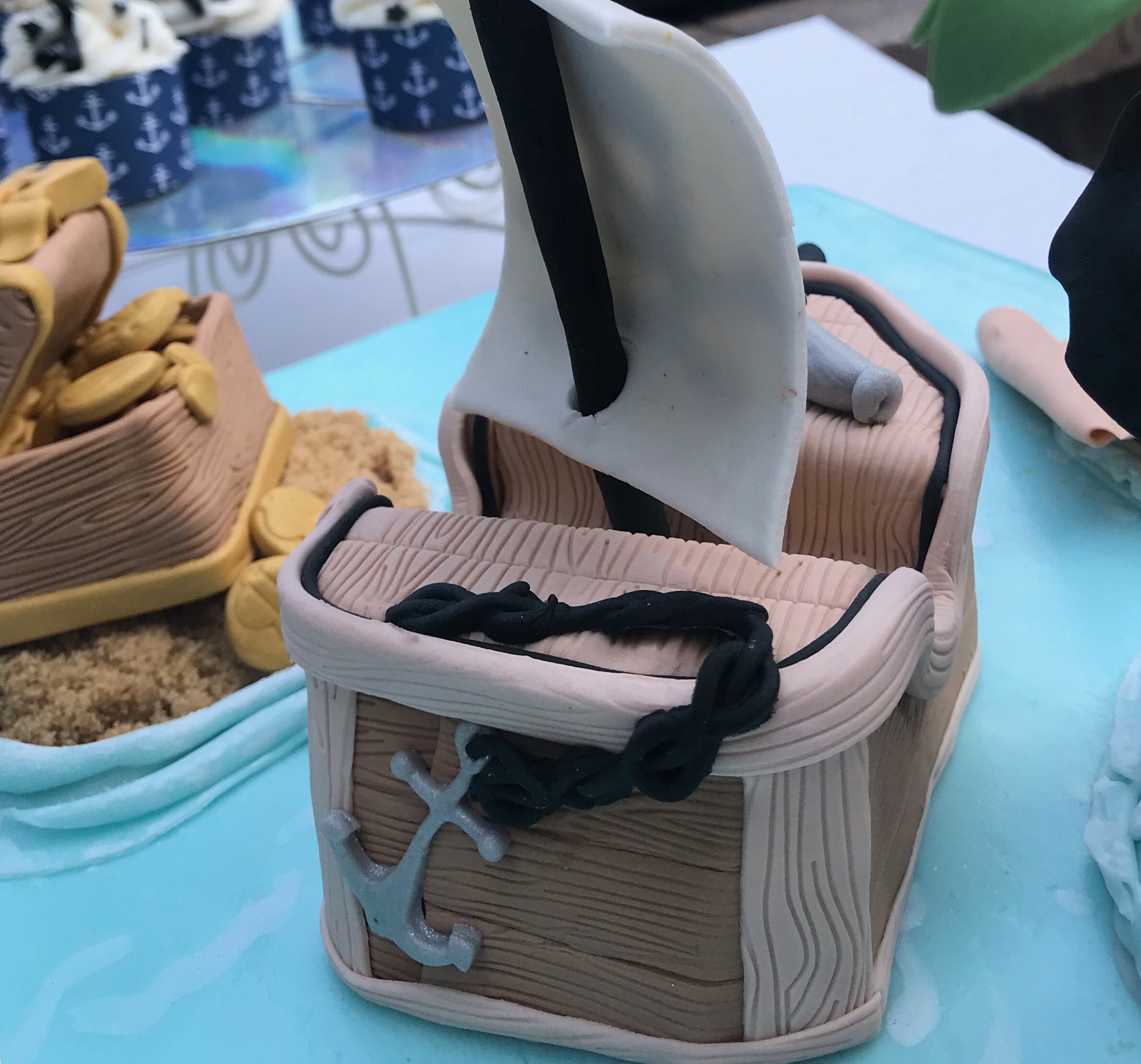 Edible Fondant Pirate, Pirate Ship, Treasure Chest and Cup Cake Toppers ...