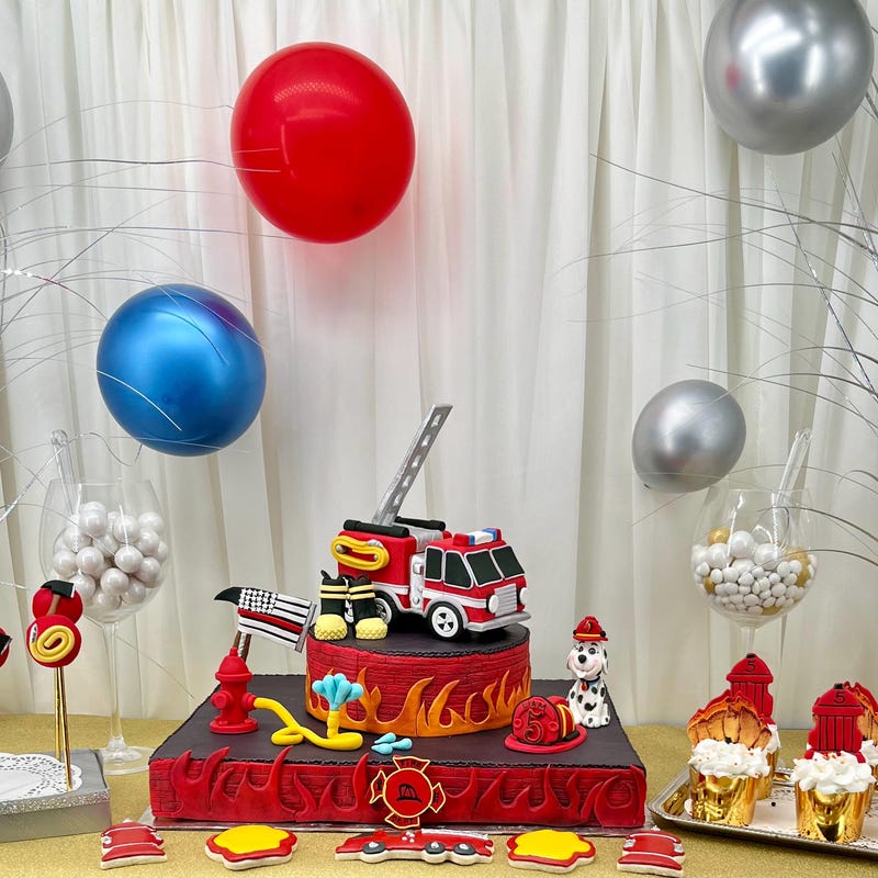 Fondant Fire Truck Cake Toppers - Etsy