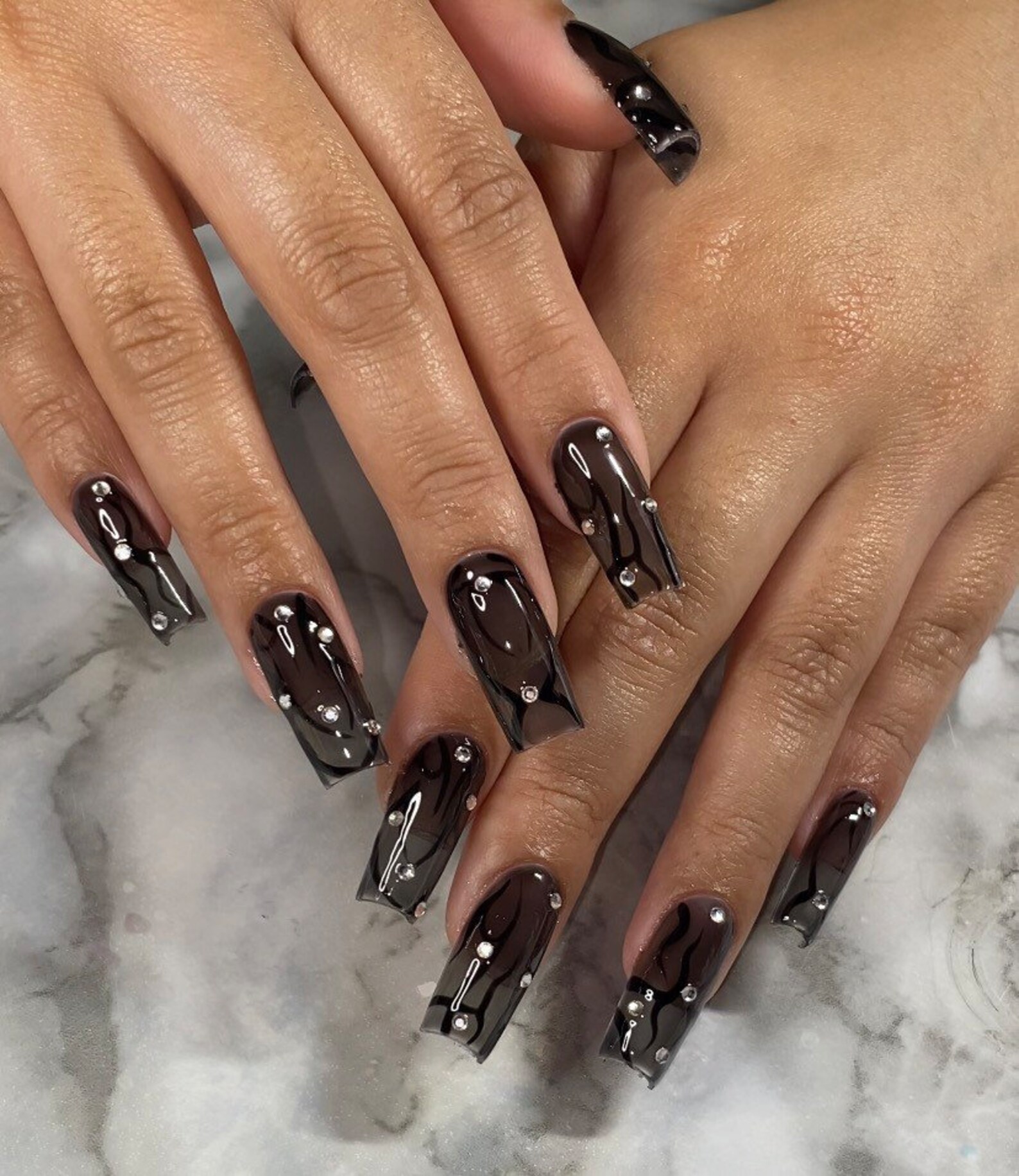 Black Abstract Nails - Etsy