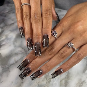 Black Abstract Nails - Etsy