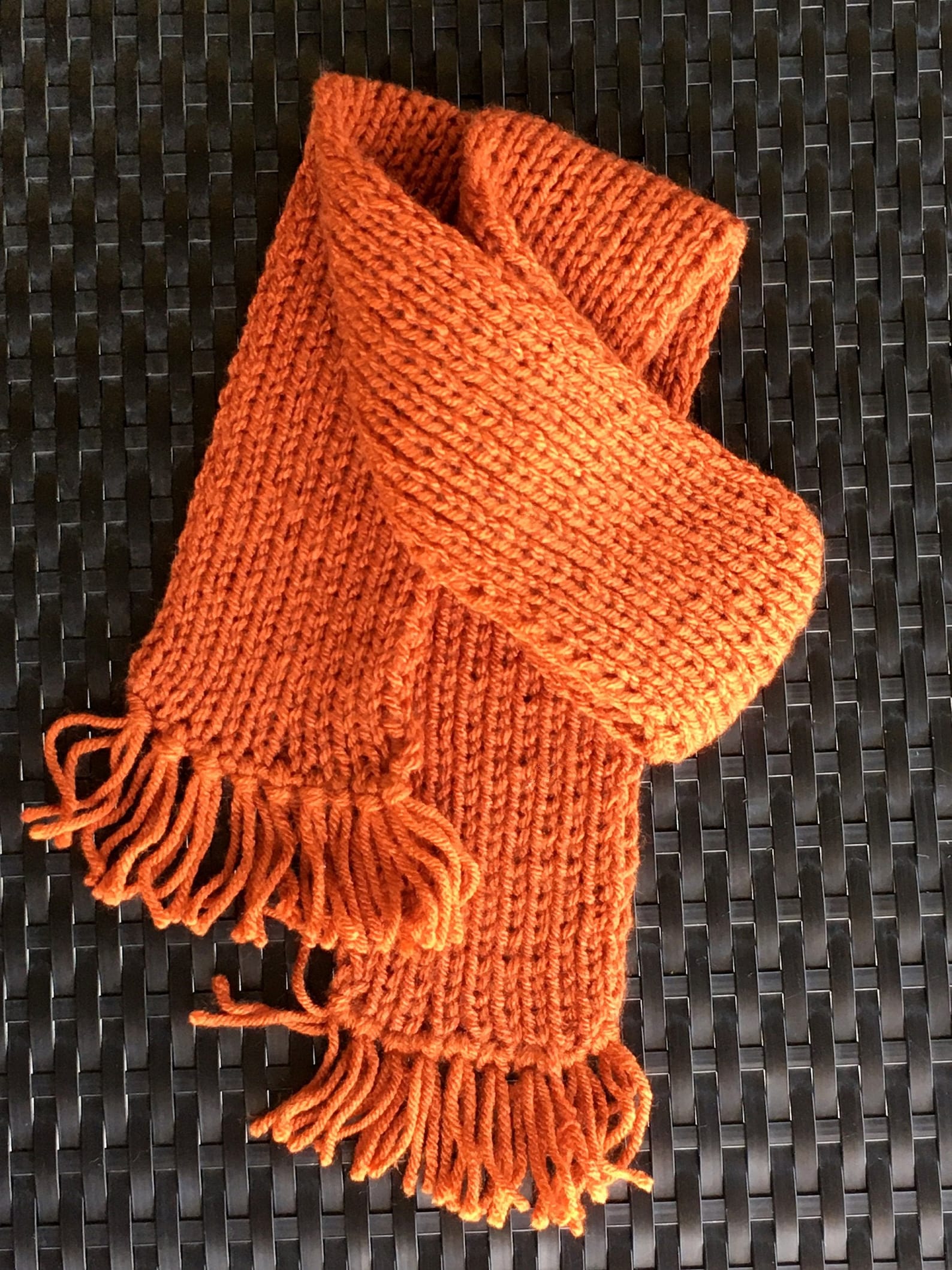 Hand Knit Burnt Orange Kids Scarf With Fringe - Etsy