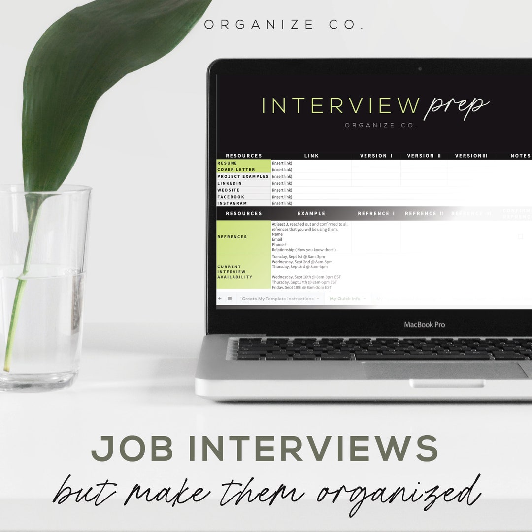 Job Application Template - Digital | Interview Prep by Organize Co ...