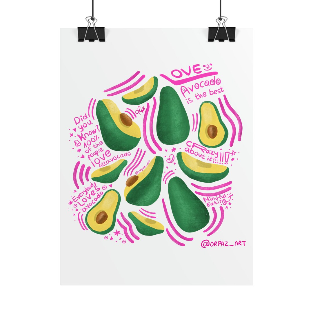 Hand Drawn Avocado Art for Avocado Lovers! Crazy Avocado Illustration ...