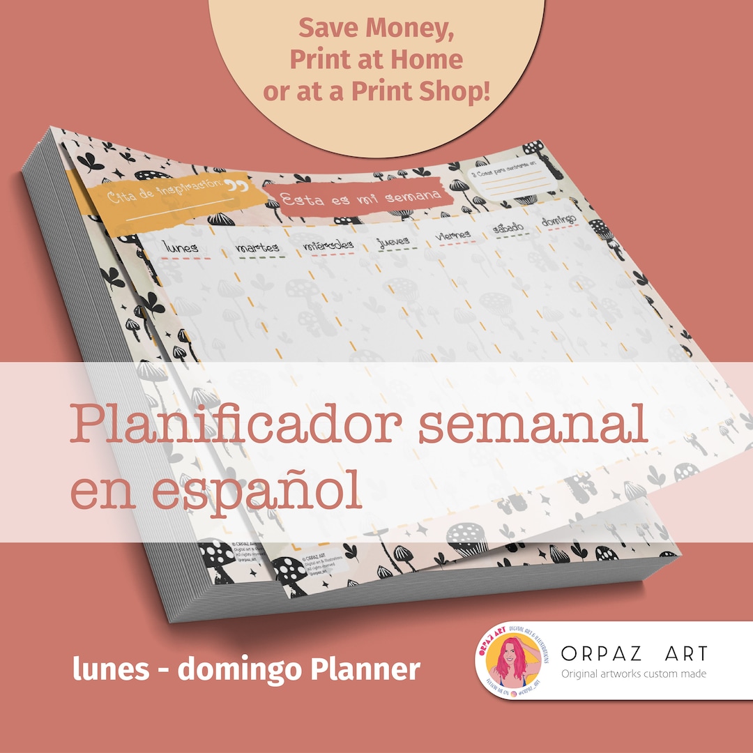 Printable Weekly Planner// Fall Pattern - Mushrooms // Downdable Weekly ...