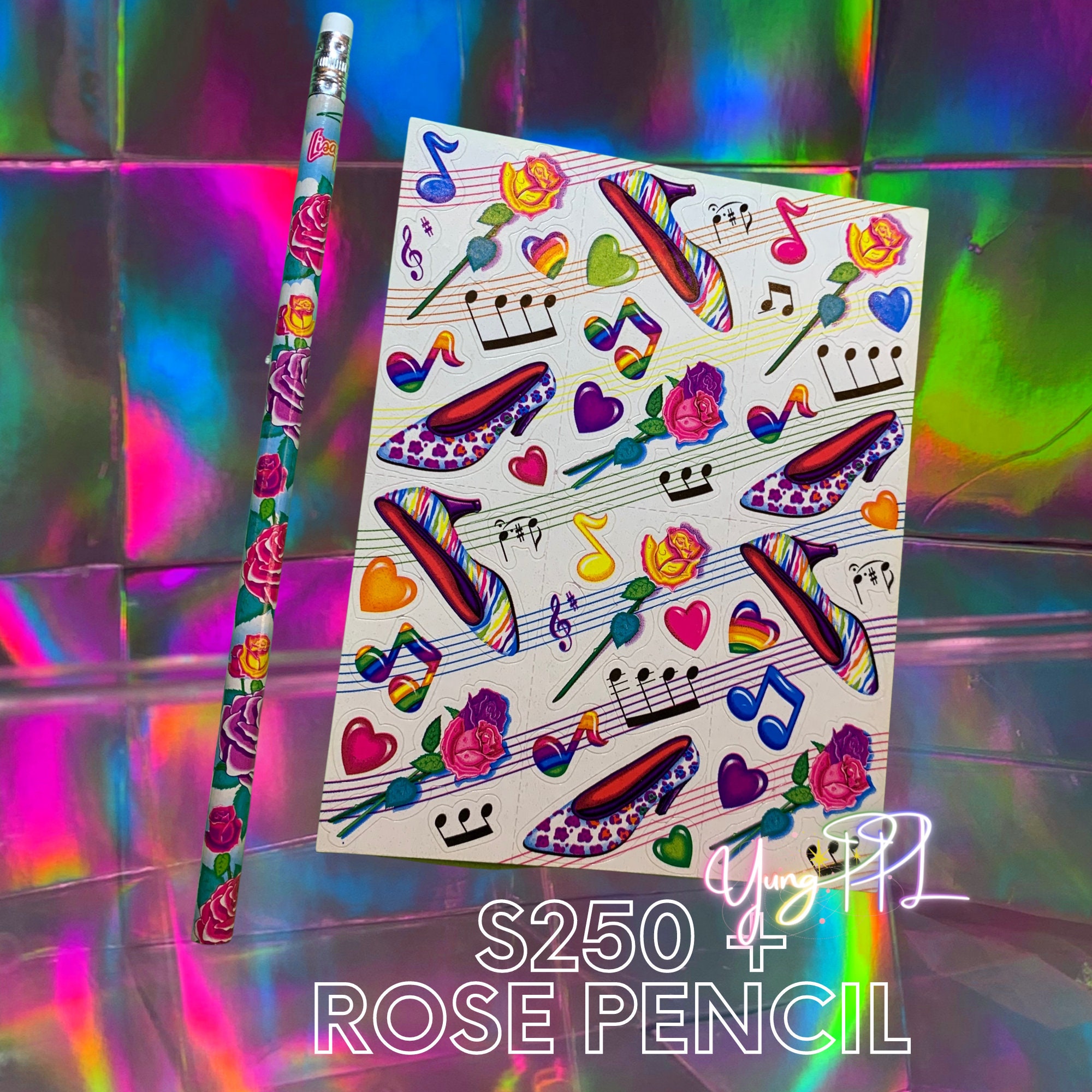 S250 HEELS N ROSES Vintage 90s Era Lisa Frank Complete Sticker Sheet ...